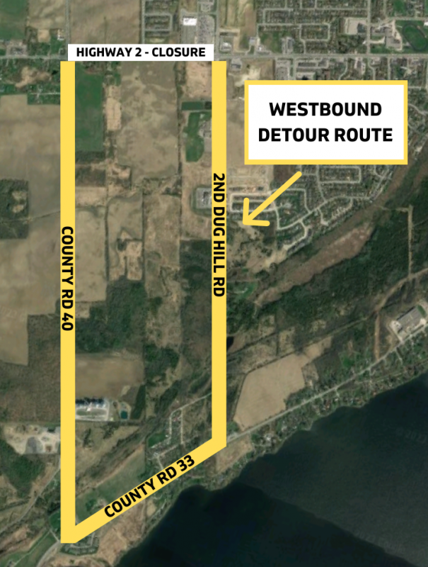Highway 2 west closure for water main installation | Quinte News